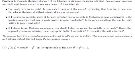 Solved Problem Compute The Integral Of Each Of The Chegg Com