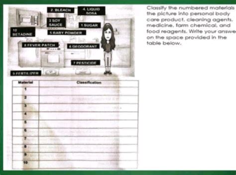 Classify The Numbered Materials The Plcture Studyx