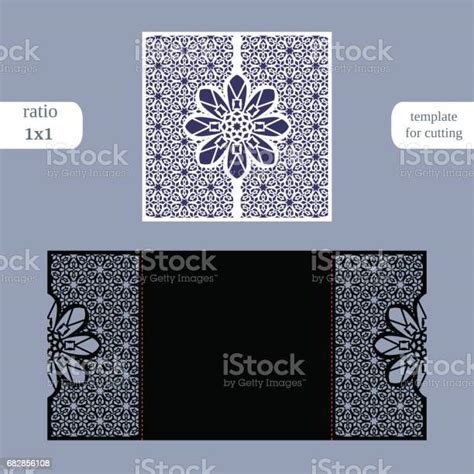 종이 비쳐 평방 인사말 카드 청첩장 절단 레이스 모방 플로터 레이저 벡터 일러스트 레이 션에 의해 잘라 금속 플레이트에 대 한 서식 파일 0명에 대한 스톡 벡터 아트 및