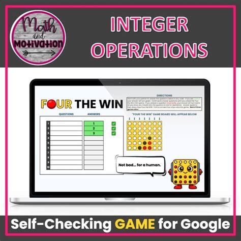 Integer Operations Four The Win By Math And Motivation Tpt