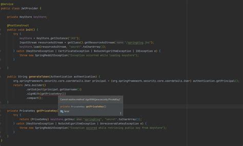 Cannot Resolve Method Signwith Curity Privatekey When I Try To Use Signwith Method