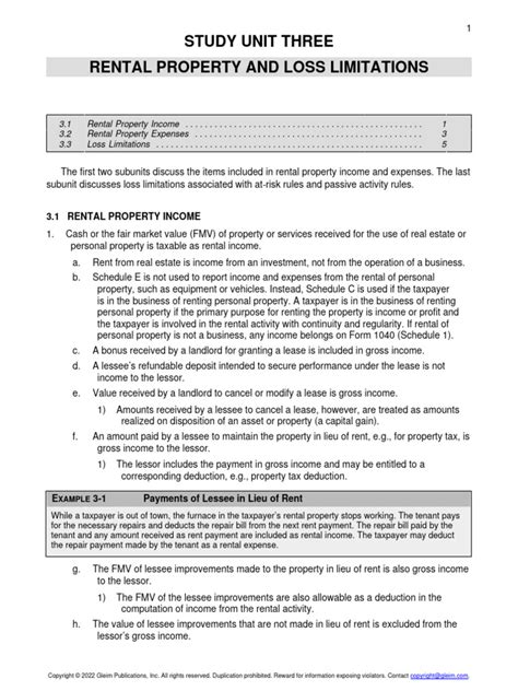 Ea Ea2 Su3 Outline Pdf Lease Tax Deduction