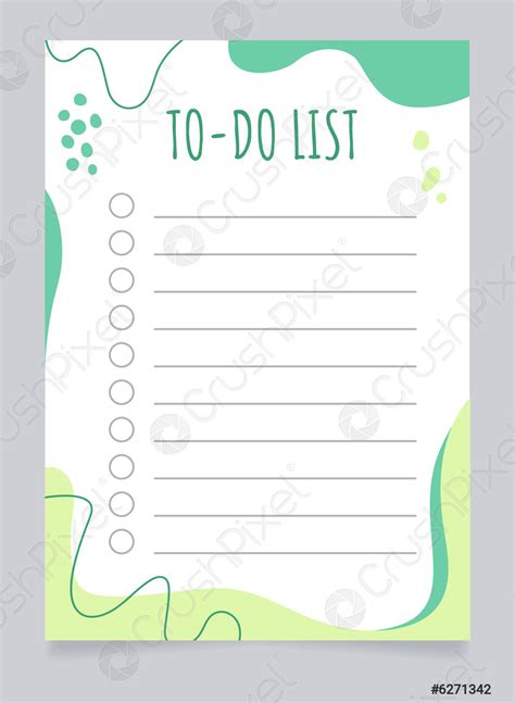 To Do List Worksheet Design Template Stock Vector Crushpixel