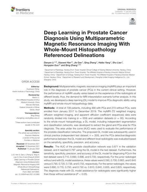 Pdf Deep Learning In Prostate Cancer Diagnosis Using Multiparametric