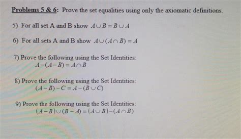 Solved Problems Prove The Set Equalities Using Only Chegg Com