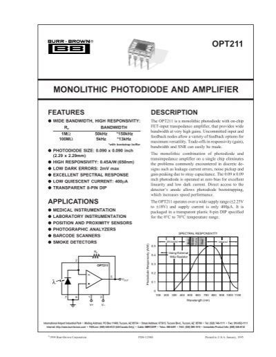 Opt Monolithic Photodiode And Amplifier Description