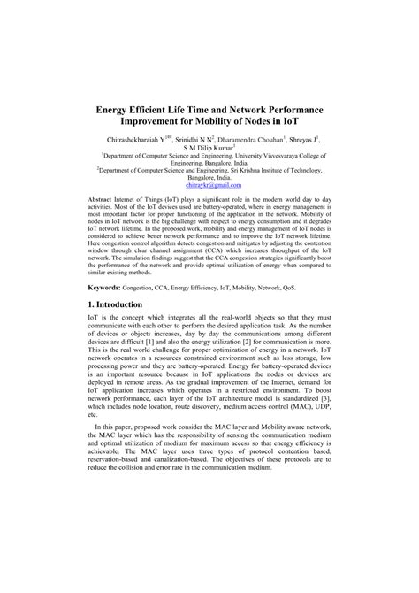 Pdf Energy Efficient Lifetime And Network Performance Improvement For Mobility Of Nodes In Iot