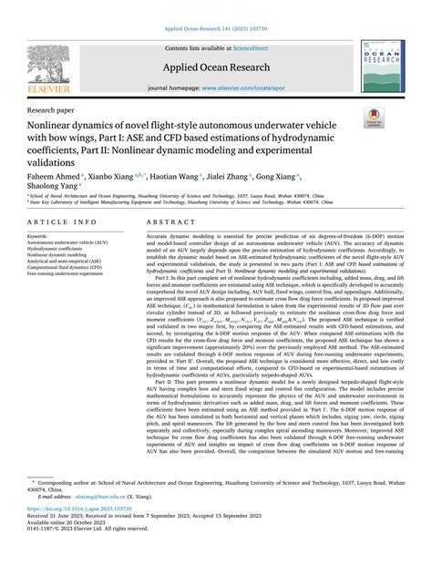 pdf nonlinear dynamics of novel flight style autonomous underwater