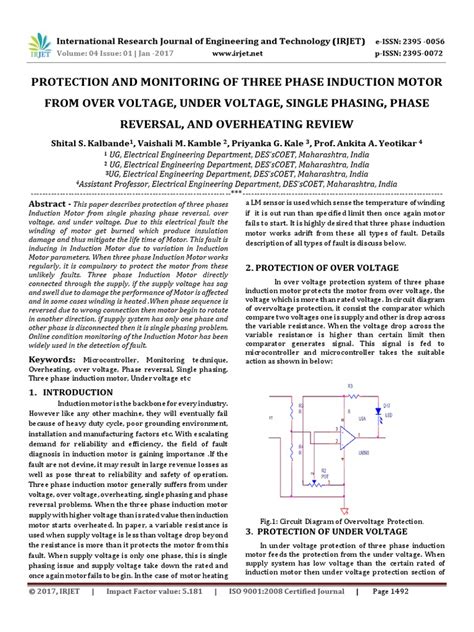Protection And Monitoring Of Three Phase Induction Motor From Over