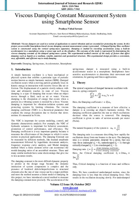 Pdf Viscous Damping Constant Measurement System Using Smartphone Sensor
