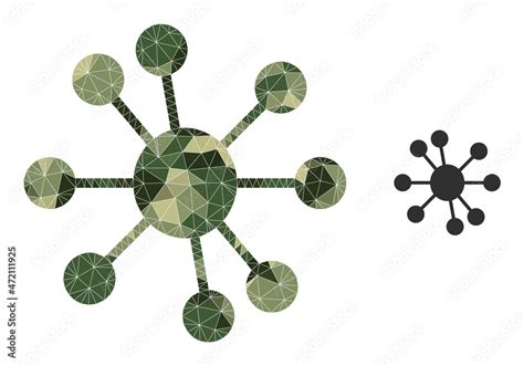 camouflage low poly mosaic node relations icon low poly node relations pictogram designed of