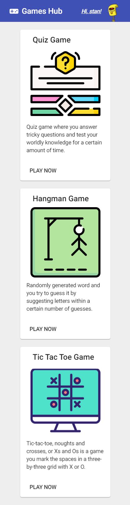 Github Donev Stan Game Hub Ng A Couple Of Games Grouped In One Project App Where