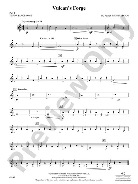 vulcan s forge part 4 tenor saxophone part 4 tenor saxophone part digital sheet music