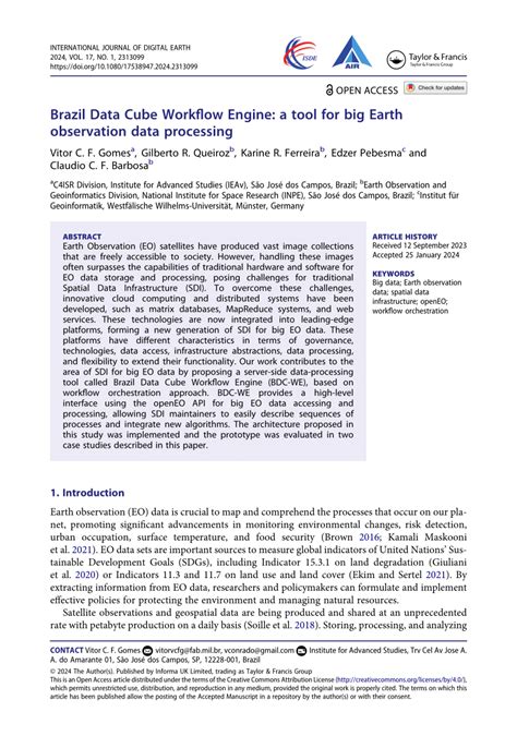 PDF Brazil Data Cube Workflow Engine A Tool For Big Earth Observation Data Processing