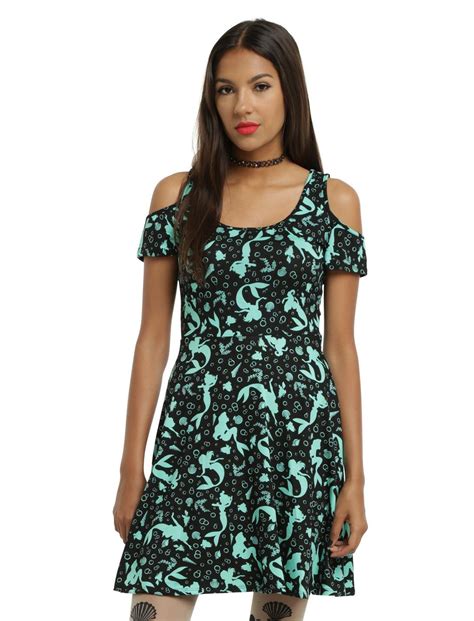 Disney The Little Mermaid Ariel Silhouette Cold Shoulder Dress Hot Topic