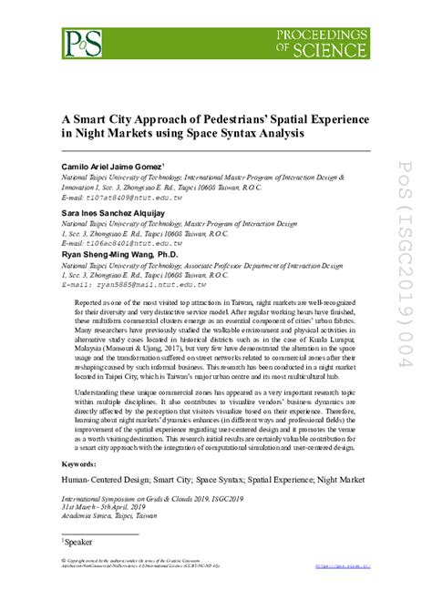 Pdf A Smart City Approach Of Pedestrians Spatial Experience In Night