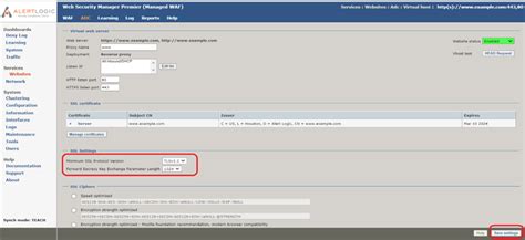 Configure Tls Version And Key Exchange Length
