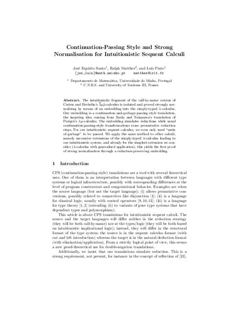 Pdf Continuation Passing Style And Strong Normalisation For