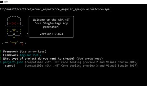 how to build spa application with asp core and angular 2 using yeoman