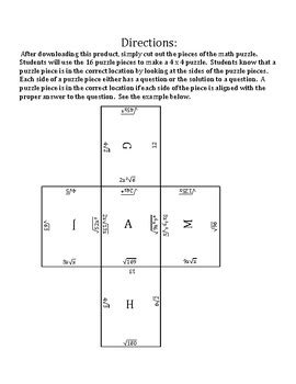 Review Simplifying Radicals Puzzle Activity By Classroom 127 TpT