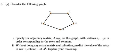 3 A Consider The Following Graph E A B D C I Specify The Adjacency
