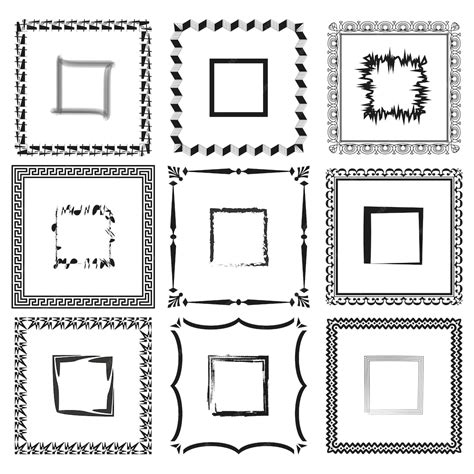 Premium Vector Decorative Square Frames Various Black Designs Hand Drawn Styles White Background