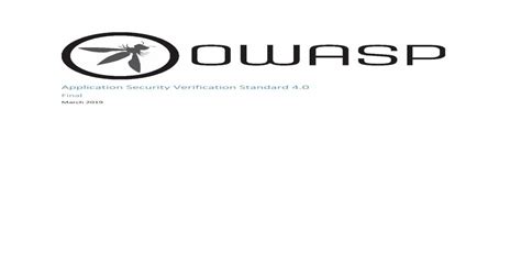 Pdf Owasp Application Security Verification Standard 4 0 En Owasp