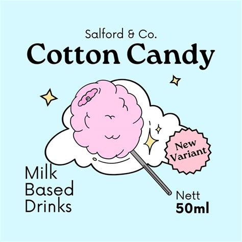 Blue Pink Bright Illustration Cotton Candy Square Label Templates By Canva In 2024