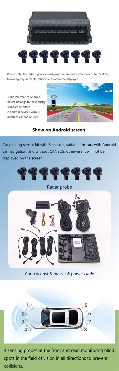 Roadonline Android Navigation Car Parking Sensor Kit Reverse Backup