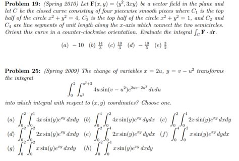 Solved Problem Spring Let F y y² xy be Chegg com