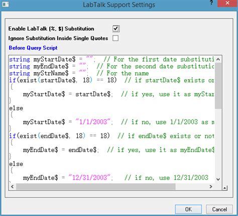 Help Online Tutorials Update Database Importing By Labtalk Substitution