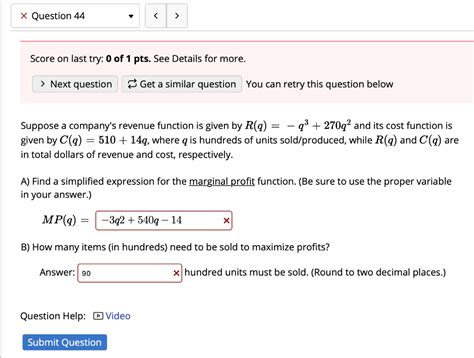 solved question 34 ܝ ܂ for the given cost function c q