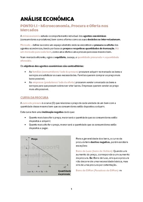 Análise Económica Llllllllllllllllllllllllllllll AnÁlise EconÓmica Ponto 1 Microeconomia