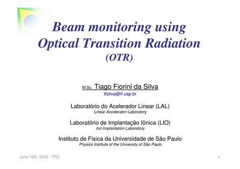 Pdf Beam Monitoring Using Optical Transition Radiation · The Value Of Beam Divergence