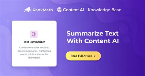 How To Use Ai Text Summarizer In Content Ai Rank Math
