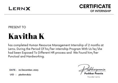 kavitha karthipan on linkedin successfully completed my 2nd internship