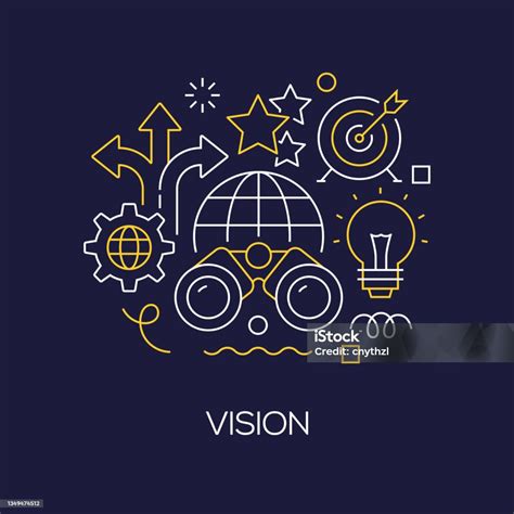 일러스트 비전 개념의 벡터 집합입니다 웹 페이지 배너 포스터 인쇄 등을 위한 라인 아트 스타일 배경 디자인 벡터 일러스트레이션 0명에 대한 스톡 벡터 아트 및 기타 이미지