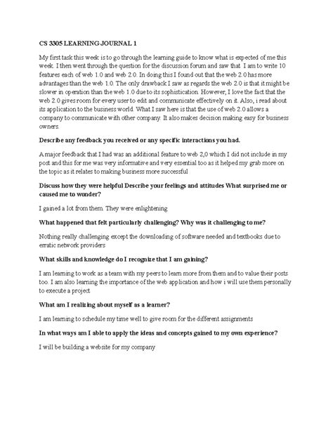 Cs 3305 Learning Journal 1 Cs 3305 Learning Journal 1 My First Task This Week Is To Go Through