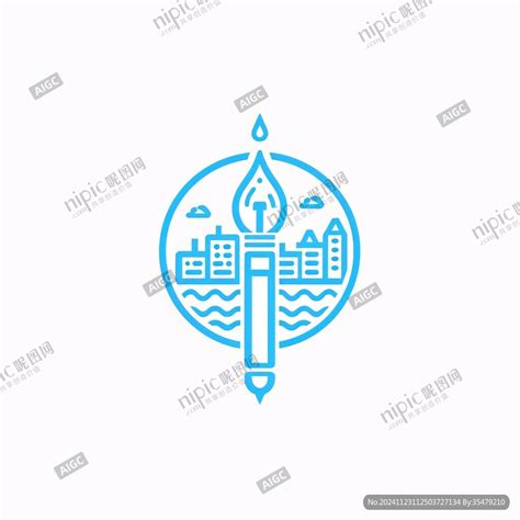 Ai创作图雨水logo 水簇馆标志 水滴建筑logo 防水logo设计 水乡logo设计 水资源标志设计 建筑流水logo 建筑插画logo