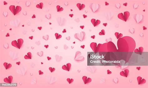 분홍색 배경에 날아다니는 하트 모양의 종이 요소 해피 발렌타인 데이 카드 하트 생일 인사말 카드 벡터 디자인 0명에 대한 스톡 벡터 아트 및 기타 이미지 Istock
