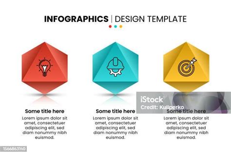 인포그래픽 템플릿입니다 아이콘과 텍스트가 있는 3개의 팔면체 3차원 형태에 대한 스톡 벡터 아트 및 기타 이미지 3차원 형태
