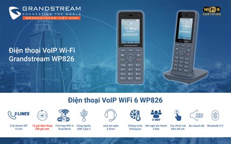Điện Thoại Ip Wifi 6 Không Dây Wp826 Grandstream Việt Nam