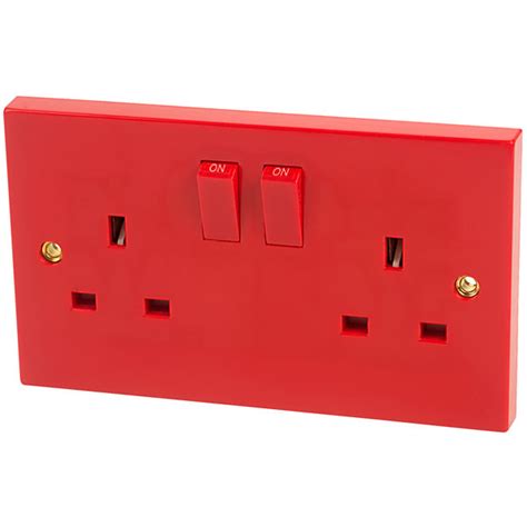 Click Wa180 2 Gang D P 13a Switched Socket Red Rapid Electronics