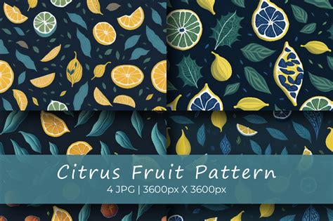 Tropical Citrus Patterns Set Graphic By Srempire · Creative Fabrica