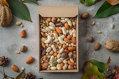 Flat Lay Of Assorted Nuts And Grains In A Small Delivery Package For