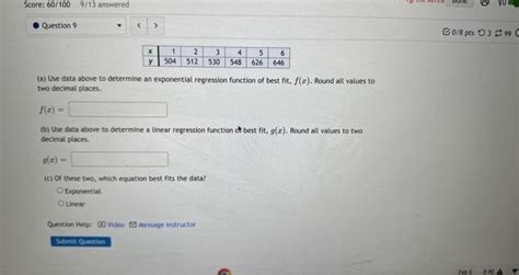 A Use Data Above To Determine An Exponential