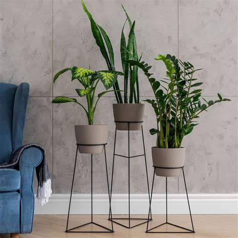 Комплект металевих підставок для вазонів та квітів Скандинавські чорні горщики Мокко фото