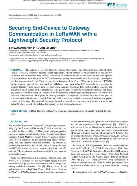 Pdf Securing End Device To Gateway Communication In Lorawan With A