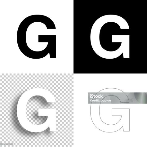 디자인에 대한 문자 G 아이콘 빈 흰색 및 검은색 배경 선 아이콘 개념에 대한 스톡 벡터 아트 및 기타 이미지 개념 검은색
