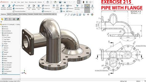 Solidworks Tutorial Pipe With Flange Exercise 215 Youtube Solidworks Tutorial Pipe With Flange Exercise 215 Youtube